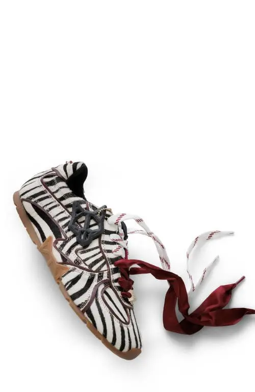 NAKED WOLFE Adored Pony Sneaker With Dual Laces And Wolfe Head Charm - Zebra Print