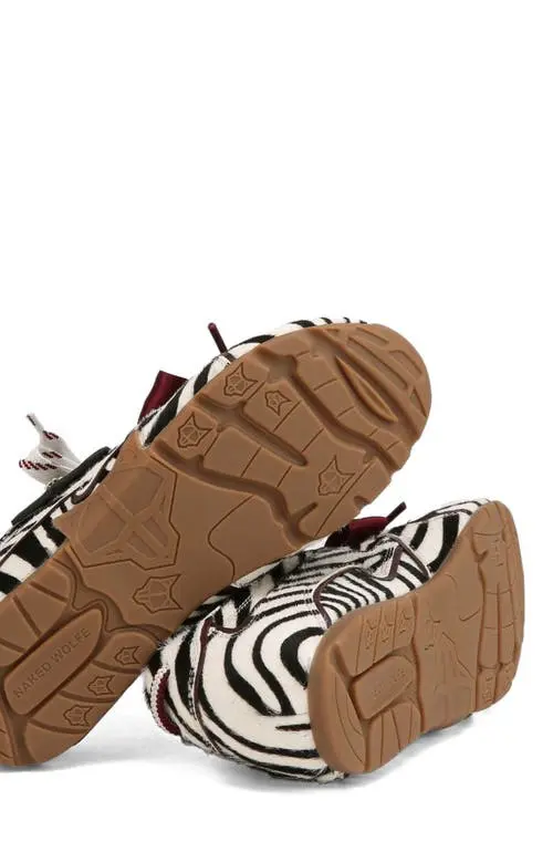 NAKED WOLFE Adored Pony Sneaker With Dual Laces And Wolfe Head Charm - Zebra Print