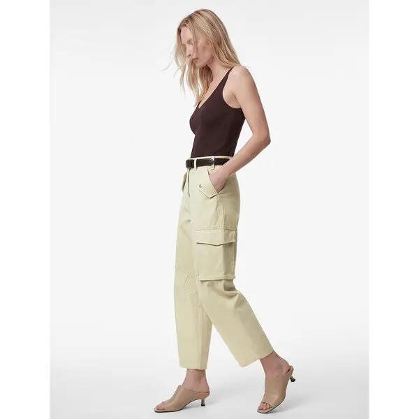 KOTON Relaxed Fit Cotton Cargo Trousers - Khaki