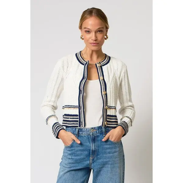 Central Park West Francie Novelty Stitch Cardigan