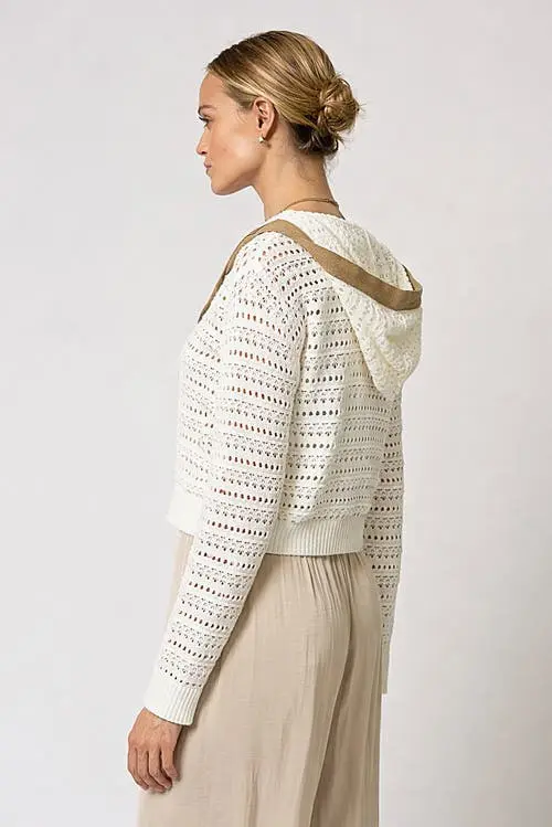 Central Park West Avery Mixed Media Hooded Cardigan