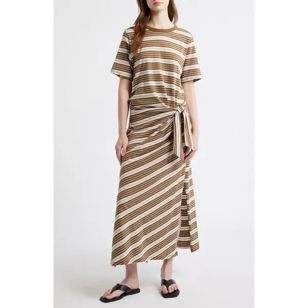 Rag & Bone The Slub Stripe T-shirt Maxi Dress - Brown Multi