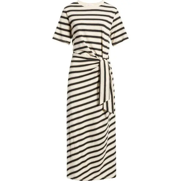 Rag & Bone The Slub Stripe T-shirt Maxi Dress - Cream Multi