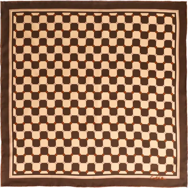 LOST PATTERN Checkerboard Silk Bandana - Coffee
