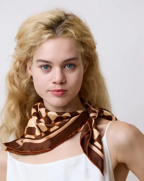 LOST PATTERN Checkerboard Silk Bandana - Coffee