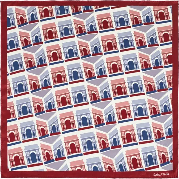 LOST PATTERN Square Arch Print Silk Bandana - Red
