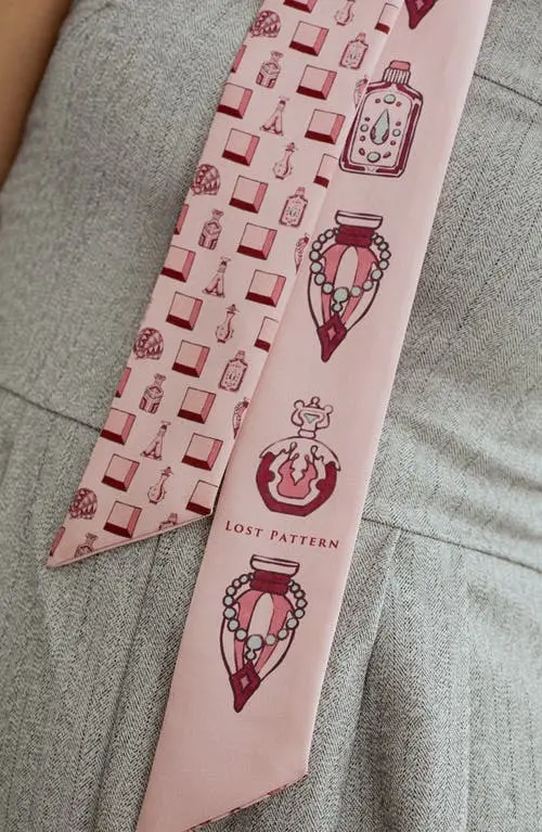 LOST PATTERN Amora Skinny Silk Scarf - Blush