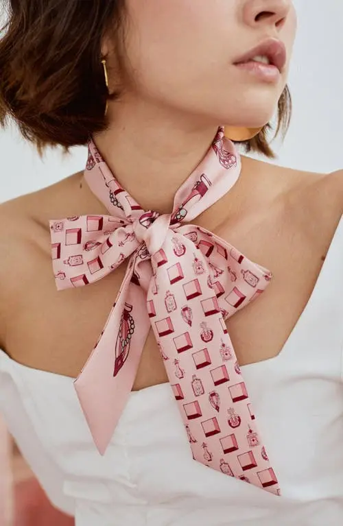 LOST PATTERN Amora Skinny Silk Scarf - Blush