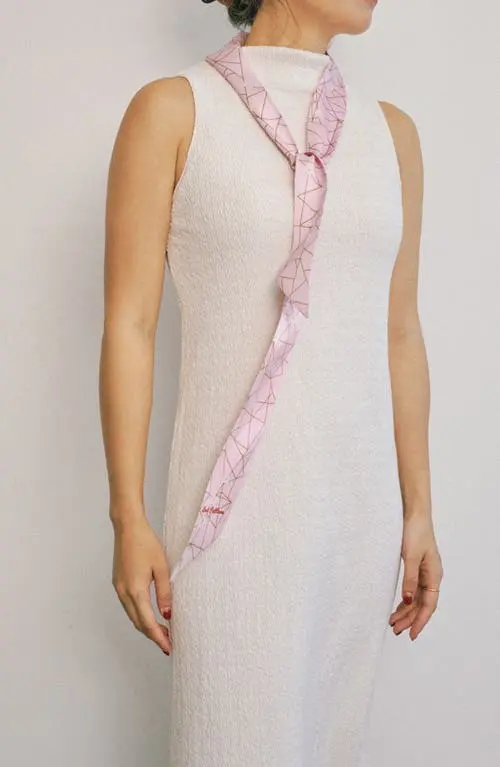 LOST PATTERN Almond Blossom Skinny Silk Scarf - Peach