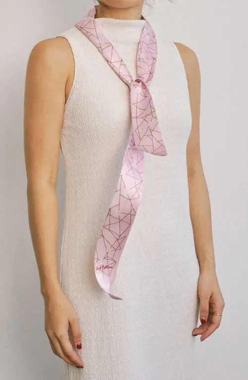LOST PATTERN Almond Blossom Skinny Silk Scarf - Peach