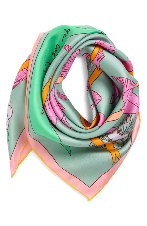 LOST PATTERN House Of Frida Silk Square Bandana - Pink