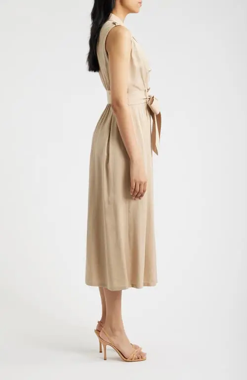 Anne Klein Sleeveless Trench Dress With Brass Buttons