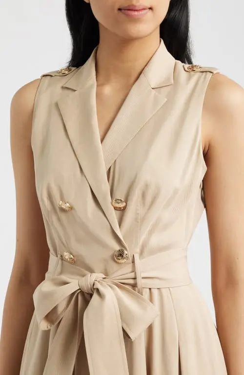 Anne Klein Sleeveless Trench Dress With Brass Buttons