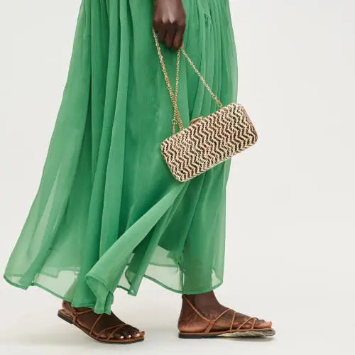 URBAN EXPRESSIONS Valentina Woven Box Clutch With Sculpted Metallic Clasp - Green Multi