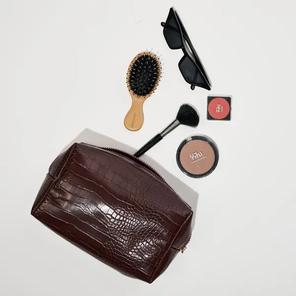 URBAN EXPRESSIONS Croc Effect Cosmetic & Travel Organizer Pouch - Chocolate