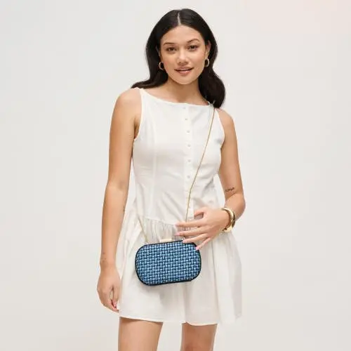 URBAN EXPRESSIONS Woven Box Clutch With Sculpted Metal Clasp