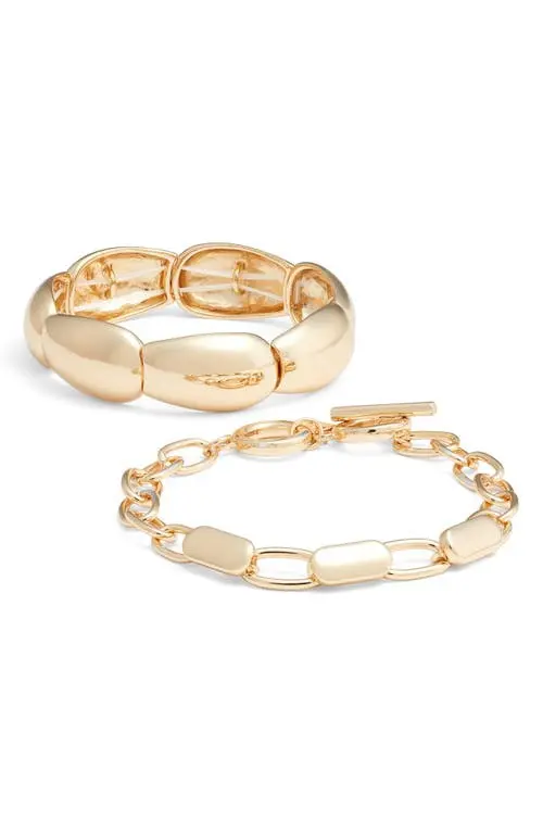 OPEN EDIT Set Of Two Tone Bracelets - Gold