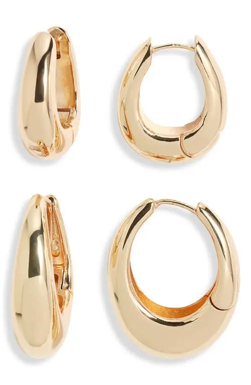 OPEN EDIT Set Of 2 Huggie Hoop Earrings - Gold