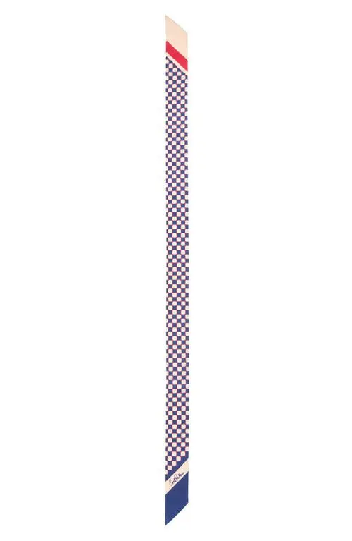 LOST PATTERN Checkerboard Skinny Silk Scarf - Blue
