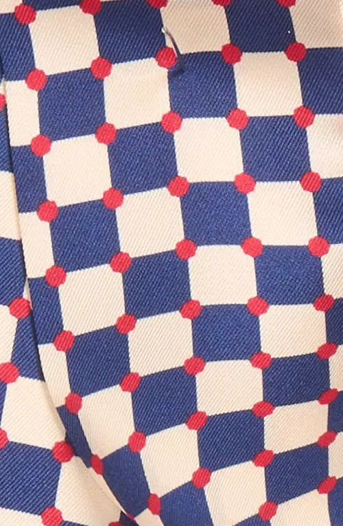 LOST PATTERN Checkerboard Skinny Silk Scarf - Blue