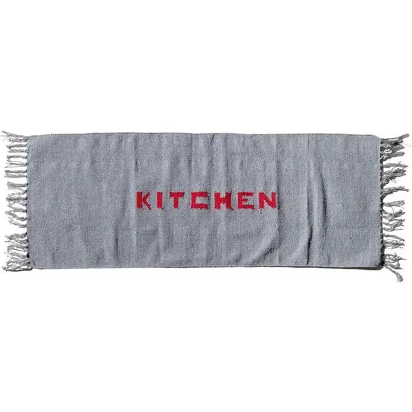 PUEBCO Handloomed Recycle Yarn Kitchen Mat - Light Gray