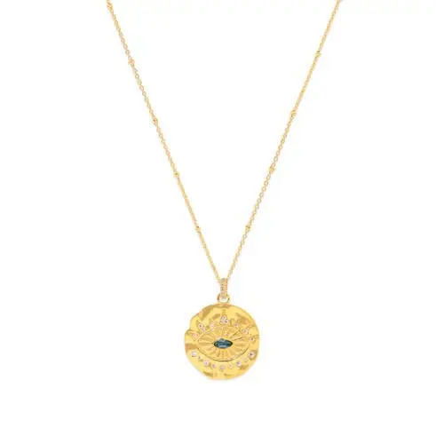 SEVEN SAINTS Evil Eye Protection Necklace With Topaz And Sapphires - Blue