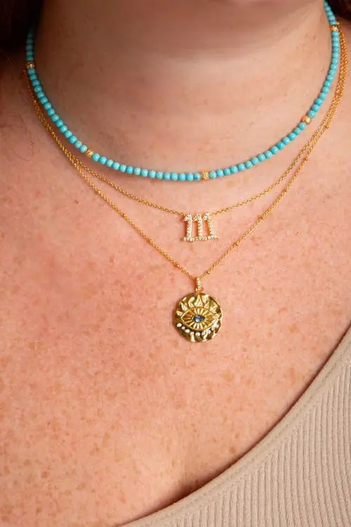 SEVEN SAINTS Evil Eye Protection Necklace With Topaz And Sapphires - Blue