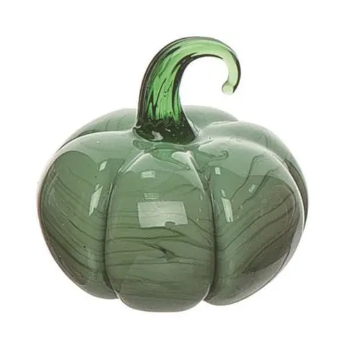 TRANSPAC Mini Glass Pumpkin Figurines Assorted Set Of Three