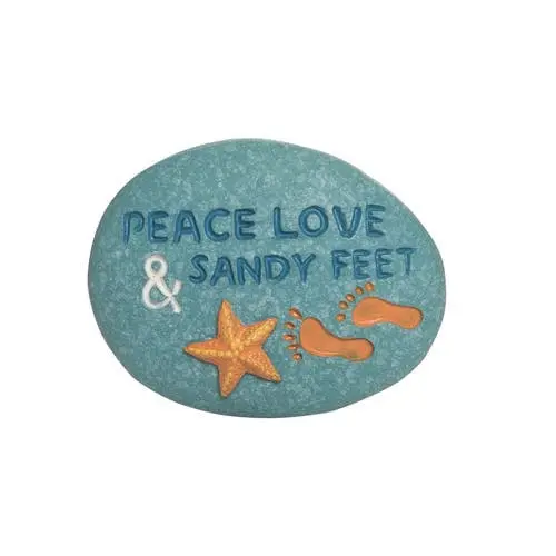 BEACHCOMBERS Peace Love & Sandy Feet" Decorative Resin Pebble 1.75