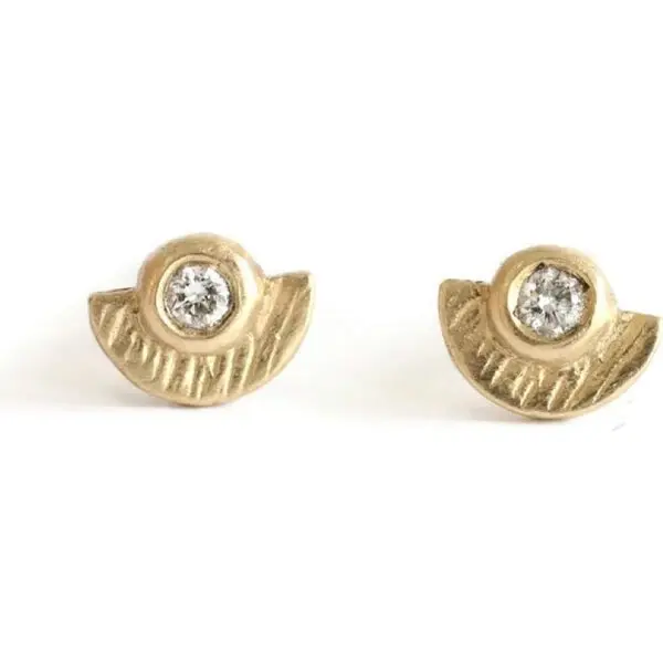 LINN DESIGNS 14k Yellow Diamond Stud Earrings - Gold