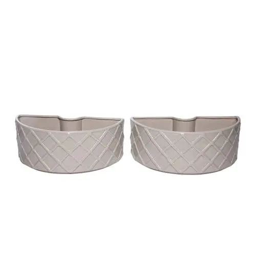 TRANSPAC Dolomite Cream Two Piece Table Planter With Drainage Hole For Spring Garden Decor