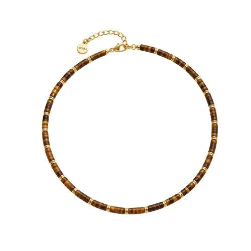 ADIBA Horizon Tiger Eye Stainless Steel Necklace