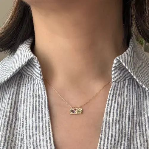 LINN DESIGNS 14k Yellow Gemstone Collage Necklace