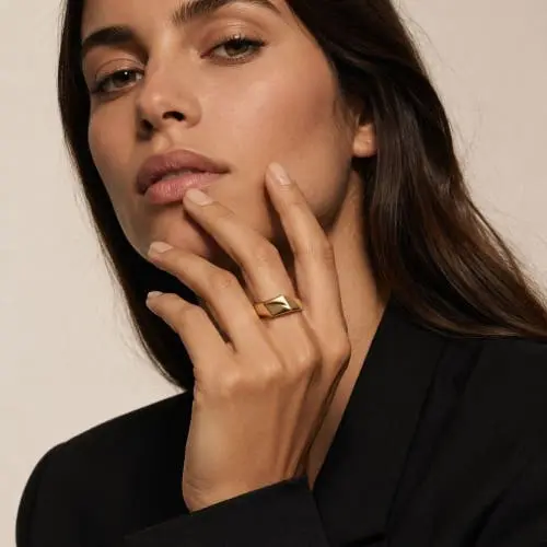 ADIBA Eclipse 18k -plated Stainless Steel Square Statement Ring