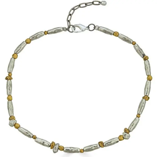 LONI PAUL JEWELRY Mixed Metal Organic Bead Necklace - Silver