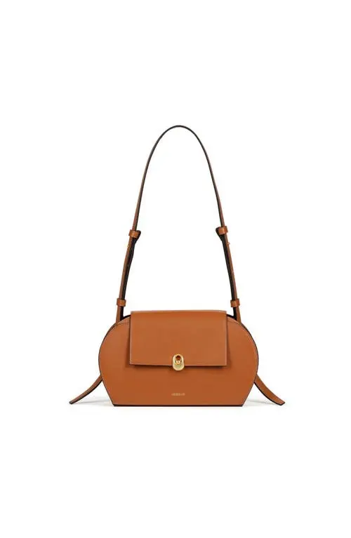 NOIRGAZE Fei Shoulder Bag With Gold Tone Lock Closure - Tan
