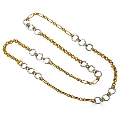 LONI PAUL JEWELRY Mixed Metal Long Circle Necklace - Gold