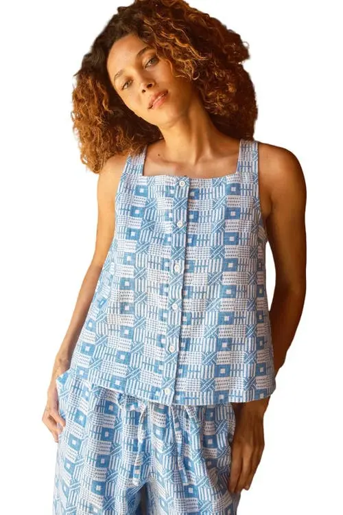 Ace & Jig Anu Square Neck Button-up Tank - Lisbon