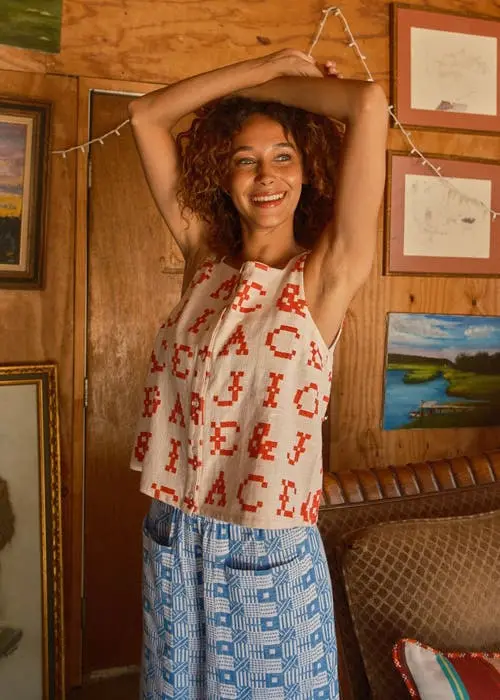 Ace & Jig Anu Button-up Square Neck Tank Top - Monogram