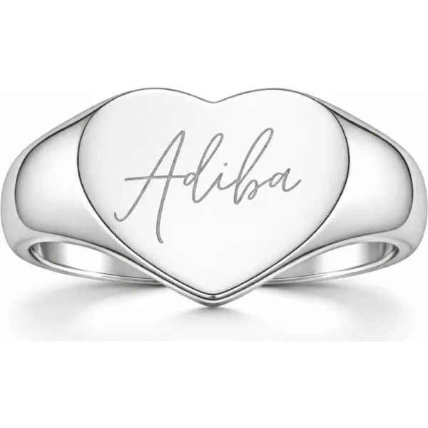 ADIBA Signature Heart Signet Ring - Silver