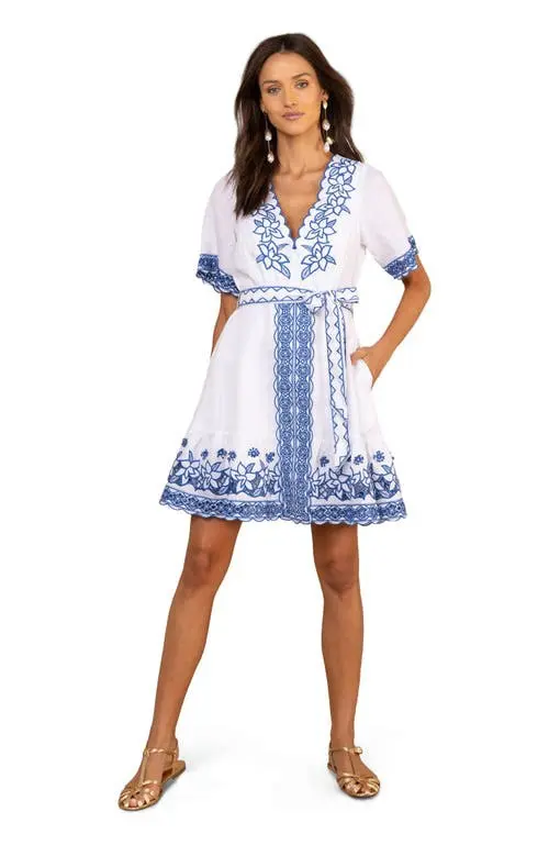Hale Bob Azure Embroidered Linen Dress - Blue