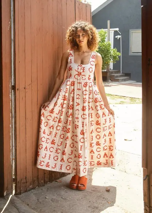 Ace & Jig Ginger Button Front Ankle Length Dress - Monogram