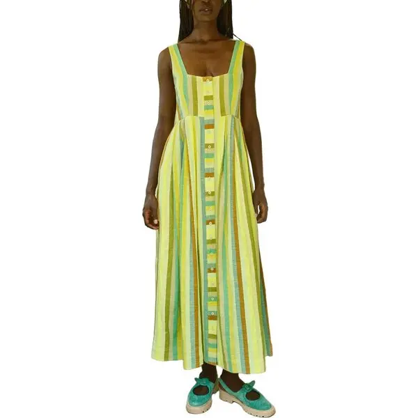Ace & Jig Sleeveless Button-front Ankle-length Dress - Wave