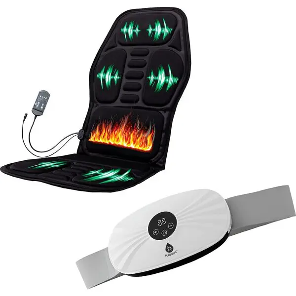PURSONIC Stomach & Back Massager + Shiatsu Massager Chair Mat With Heat - Multicolor