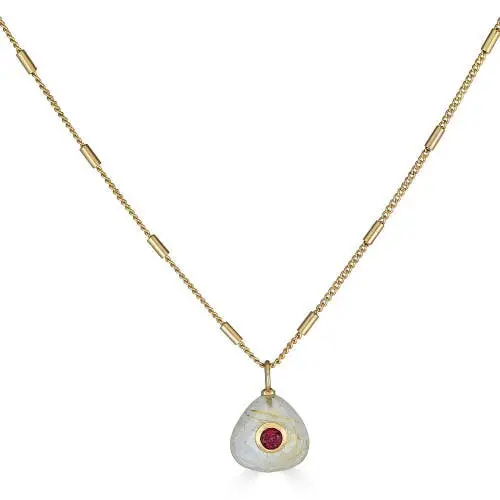 LONI PAUL JEWELRY Rutilated Quartz And Garnet Teardrop Pendant Necklace