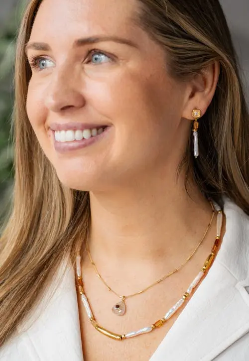 LONI PAUL JEWELRY Rutilated Quartz And Garnet Teardrop Pendant Necklace