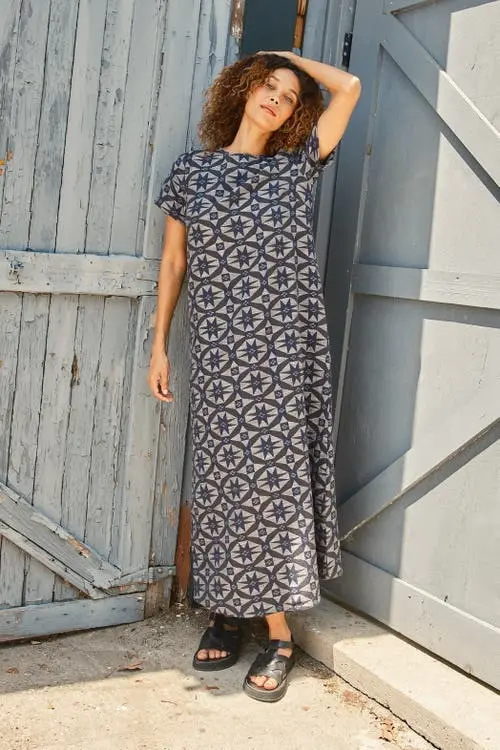 Ace & Jig Mette Button Back Belted A-line Maxi Dress - Compass