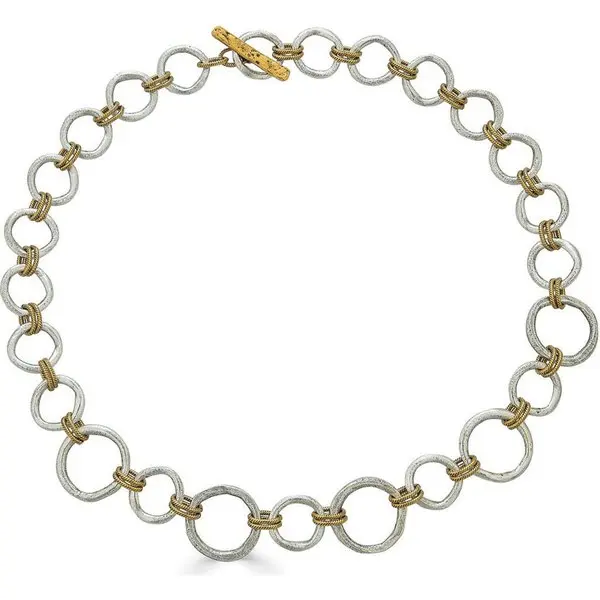 LONI PAUL JEWELRY Mixed Metal Sculptural Link Necklace - Silver