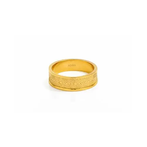 ADIBA 18k Plated Stainless Steel Diamond Pattern Ring - Gold