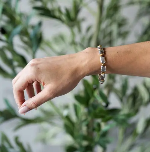 LONI PAUL JEWELRY Mixed Metal Rectangle Bead Bracelet